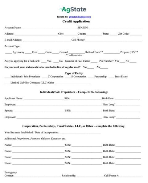 Credit Application • AgState
